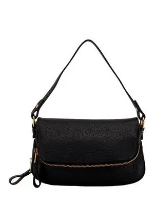 TOM FORD Pebbled Leather Shoulder Bag - Black