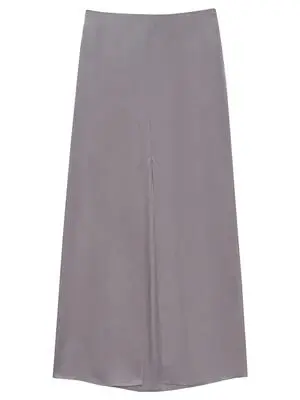 ANINE BING Alanna Silk Charmeuse Skirt - Grey