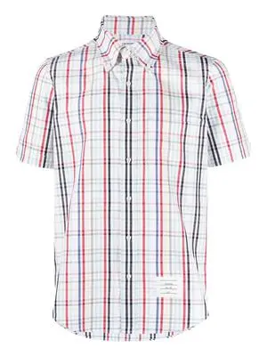 Thom Browne Gingham-check Short-sleeve Shirt - White