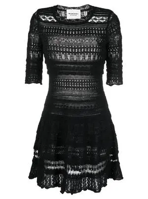 MARANT ETOILE Knitted Cotton Mini Dress - Black