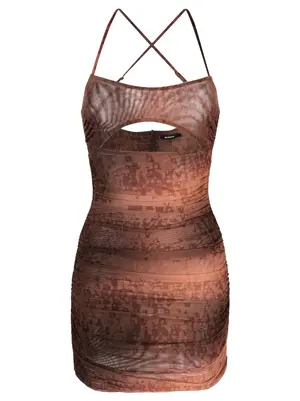 MISBHV Letter-print Mini Dress - Brown