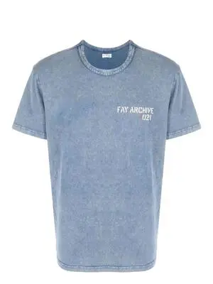FAY Logo-print Short-sleeved T-shirt - Blue