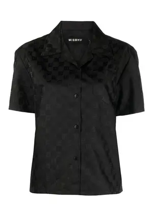 MISBHV Monogram-print Short-sleeve Shirt - Black
