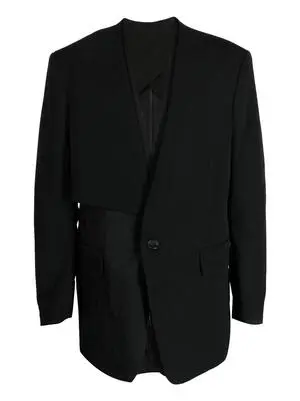 SONGZIO Layered Collarless Blazer - Black