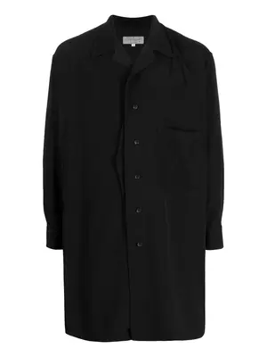 Yohji Yamamoto Patch-pocket Long-sleeve Shirt - Black