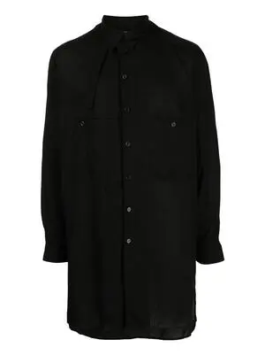 Yohji Yamamoto Asymmetric-collar Long-sleeve Shirt - Black