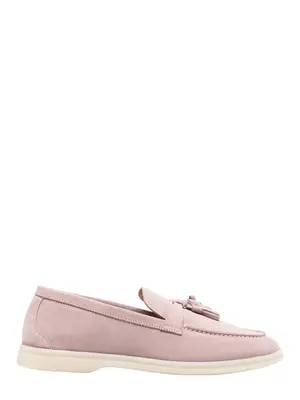 SCAROSSO Tassel Detail Suede Loafers - Pink