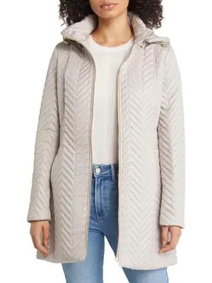 Via Spiga Via Spiga Herringbone Quilted Hooded Jacket Oyster