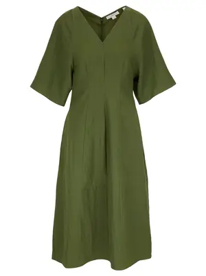 Vince Short-sleeve V-neck Midi Dress - Green