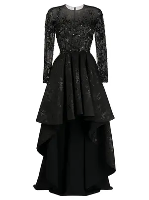 SAIID KOBEISY Brocade Beaded Dress - Black