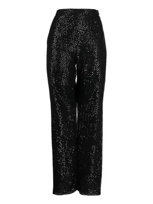 SAIID KOBEISY Sequined Straight-leg Trousers - Black
