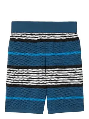 Burberry Stripe-print Knit Shorts - Blue