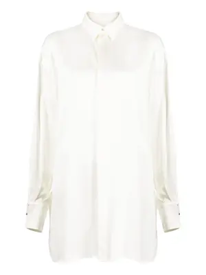 SA SU PHI Satin Long Shirt - White