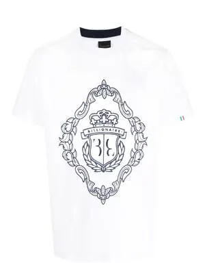 BILLIONAIRE Logo-embroidered Short-sleeve T-shirt - White