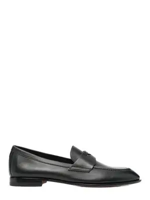 Santoni Penny Leather Loafers - Black