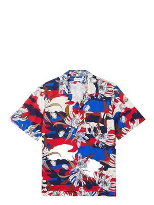 Moncler Camp-collar Printed Cotton-poplin Shirt - Multi