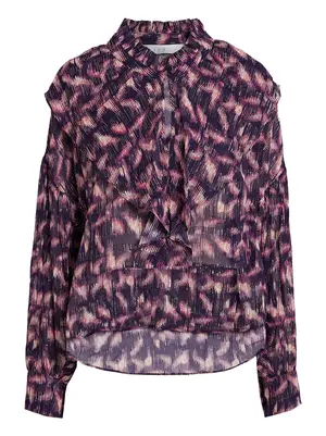 IRO PARIS Tchami Ruffled Printed Fil Coupé Georgette Blouse - Violet