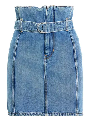 IRO PARIS Melay Belted Denim Mini Skirt - Mid Denim