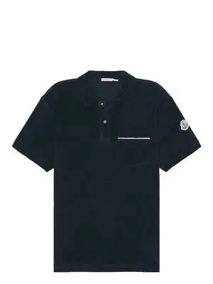 Moncler Polo In Black - Navy