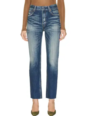 Saint Laurent Hailey Jeans In Denim-medium - Vintage Blue