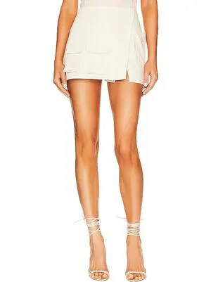 L'academie Ashlia Stretch Cotton Mini Skort - Khaki Beige