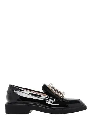 ROGER VIVIER Viv Rangers Buckle Patent Loafers - Black