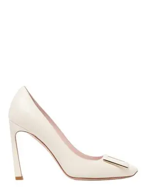 ROGER VIVIER Belle Vivier Trompette Leather Pumps - White