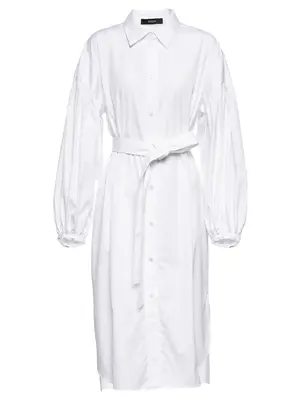 JOSEPH Cotton Poplin Midi Shirt Dress - White
