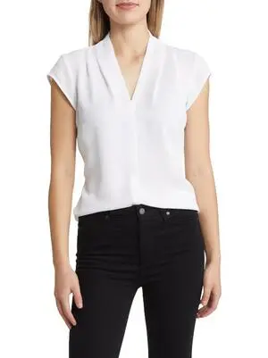 NIC+ZOE Cap-sleeve V-neck Top - Paper White