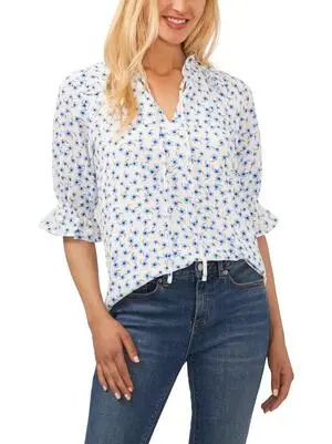 CECE DUPRAZ Floral Tie Neck Blouse - New Ivory