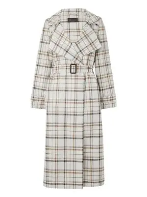 Loro Piana Bille Checked Linen Trench Coat - White