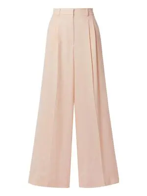 LORO PIANA Loro Piana Nyack Pleated Linen And Wool-Blend Wide-Leg Pants