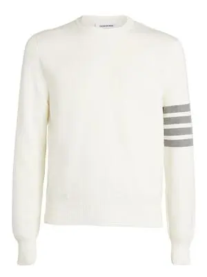 Thom Browne 4-Bar Stripe Sweater White