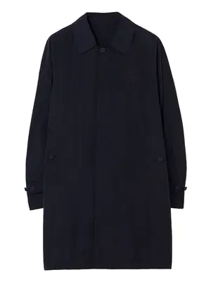 Burberry Single-breasted Logo Patch Coat - Blue