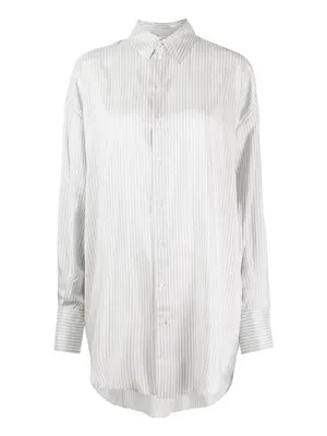 SA SU PHI Long-length Striped Shirt - White
