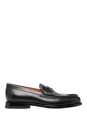 Santoni Leather Loafers - Black