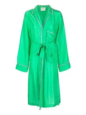 FORTE_FORTE Scallop-trim Silk Coat - Green