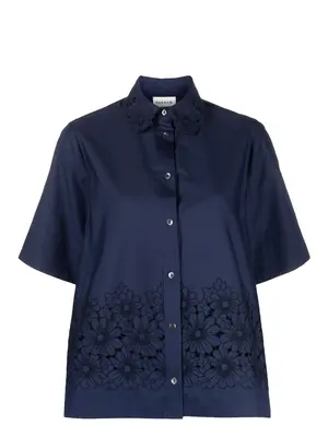 P.a.r.o.s.h Floral-embroidered Shirt - Blue