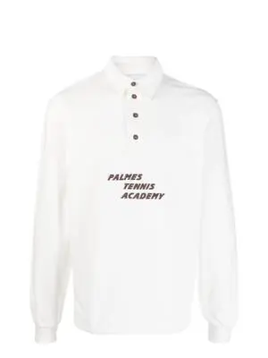 PALMES Logo-print Button-up Sweatshirt - White