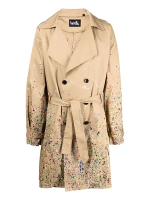 HACULLA. Paint Splatter Trench Coat - Brown