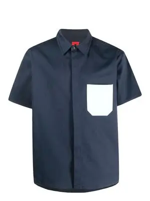FERRARI Contrast-pocket Short-sleeve Shirt - Blue