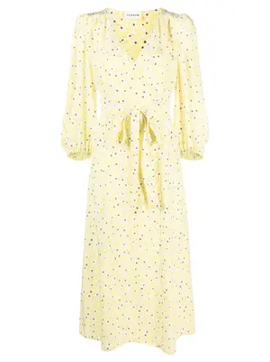 P.a.r.o.s.h Floral-print Silk Wrap Dress - Yellow