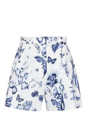 OSCAR DE LA RENTA Oscar De La Renta Floral-Print High-Waisted Shorts