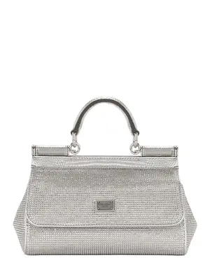 Dolce & Gabbana Sicily Satin Top-handle Bag - Silver