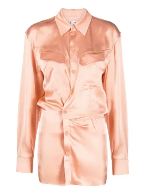 Off-White Twist-detail Shirt Dress - Pink