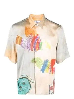 Off-White Cartoon-print Short-sleeved Shirt - Neutrals