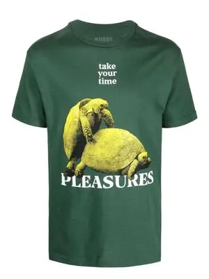 PLEASURES Take Your Time Cotton T-shirt - Green