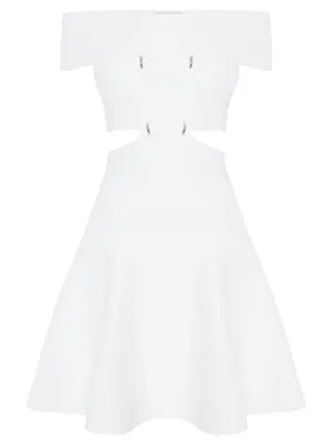 Alexander McQueen Off-shoulder Mini Dress - White