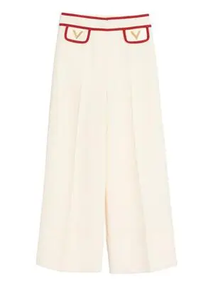Valentino Garavani Valentino Crepe Couture Trousers Ivory/red