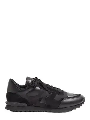 Valentino Garavani Camouflage Noir Rockrunner Sneakers - Black